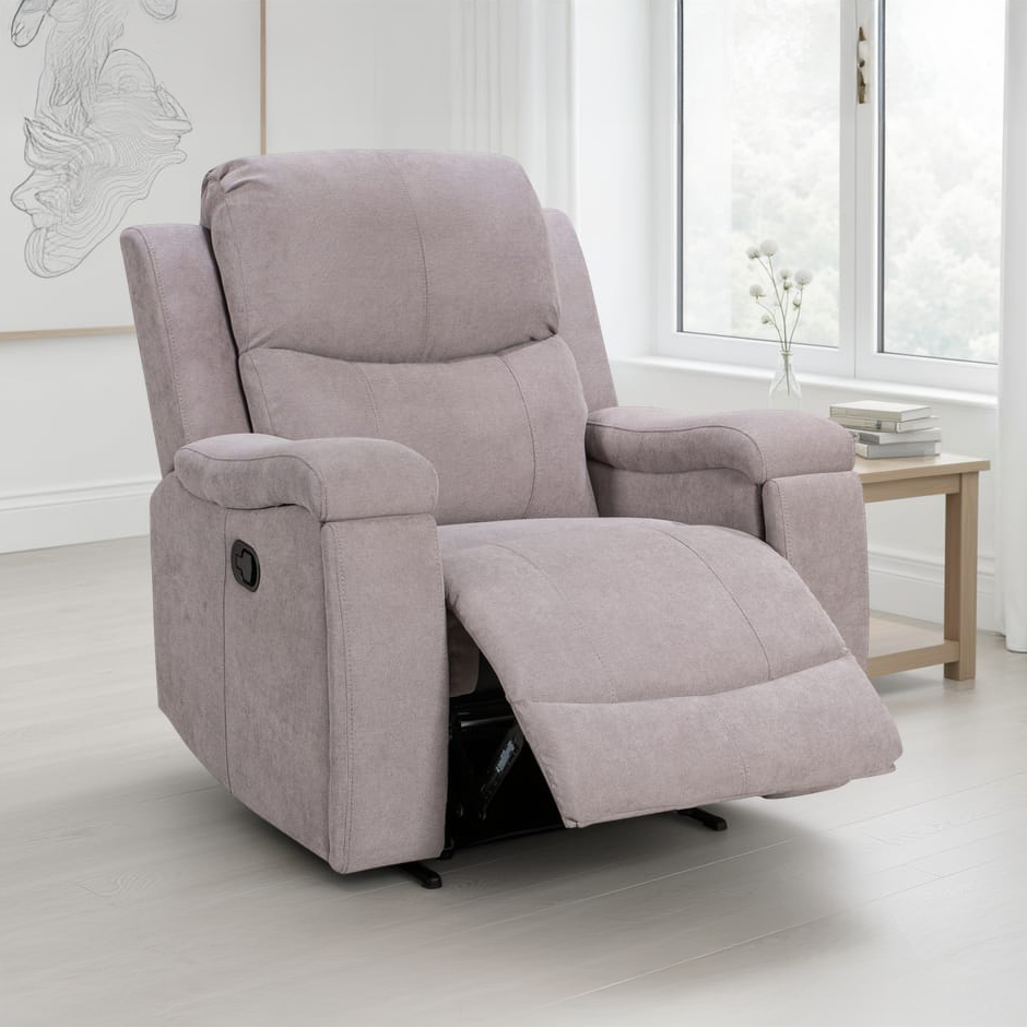 Chenille Fabric Light Grey Visconti Manual Recliner Chair – Stunning Chairs