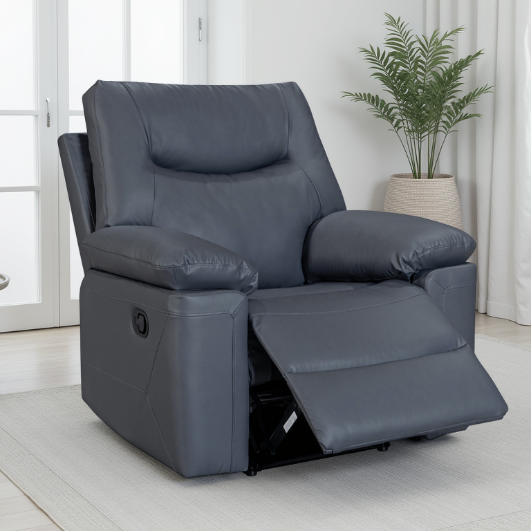 Faux Leather Dark Grey Manual Recliner Chair COLUMBIA – Stunning Chairs