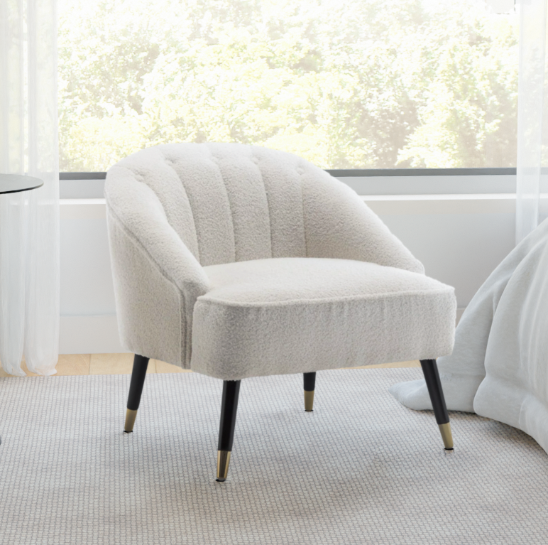 Teddy Boucle Fabric White Kensington Accent Chair – Stunning Chairs