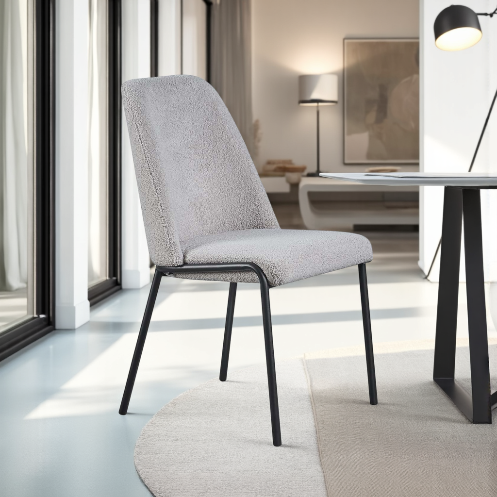 Teddy Boucle Fabric Light Grey Italo Dining Chair - Set of 2 – Stunning ...