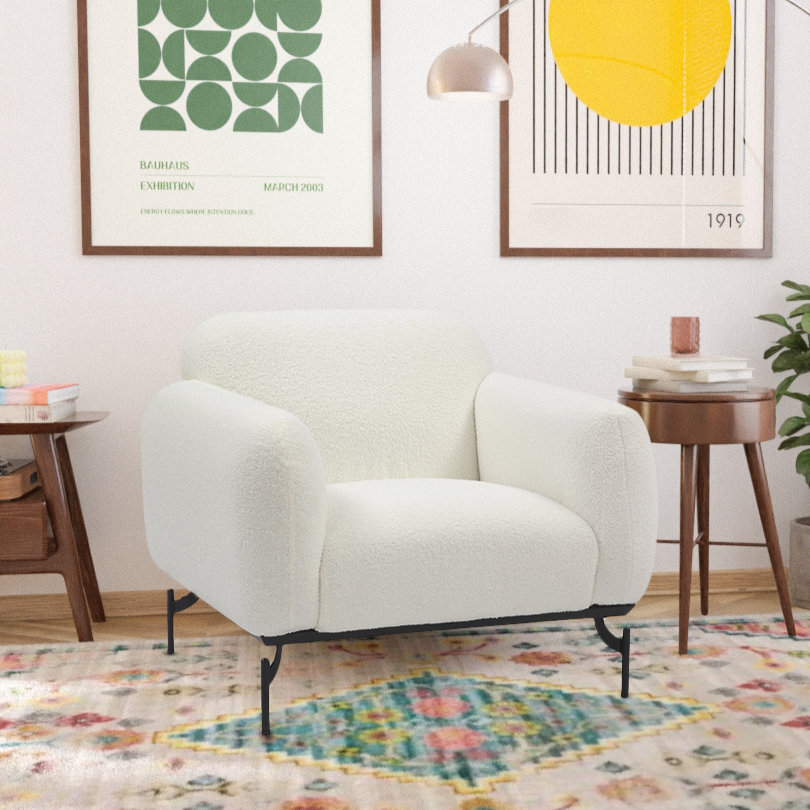 White Accent Chairs - Boucle Teddy Fabric | Quick Deilvery – Stunning ...