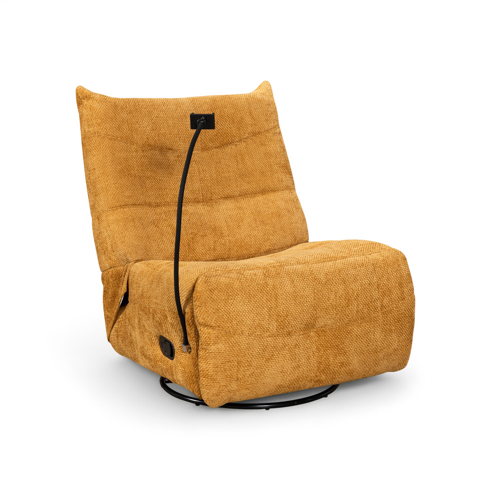 Woven Chenille Gold Manual Recliner Swivel Chair with Phone Holder GAR ...