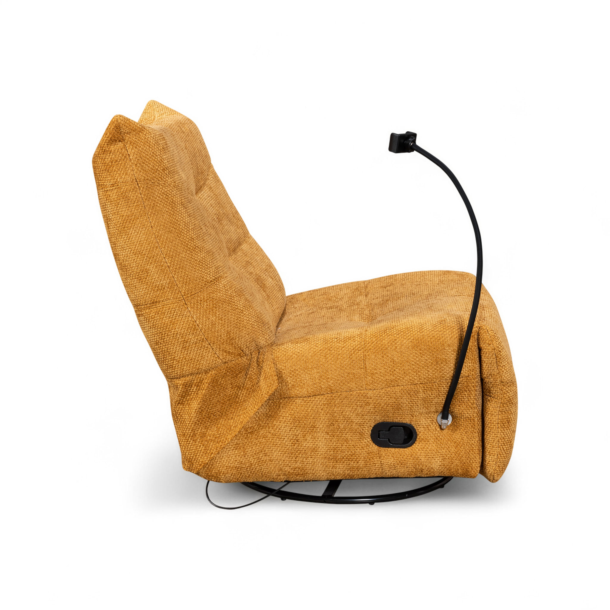 Woven Chenille Gold Manual Recliner Swivel Chair with Phone Holder GAR ...