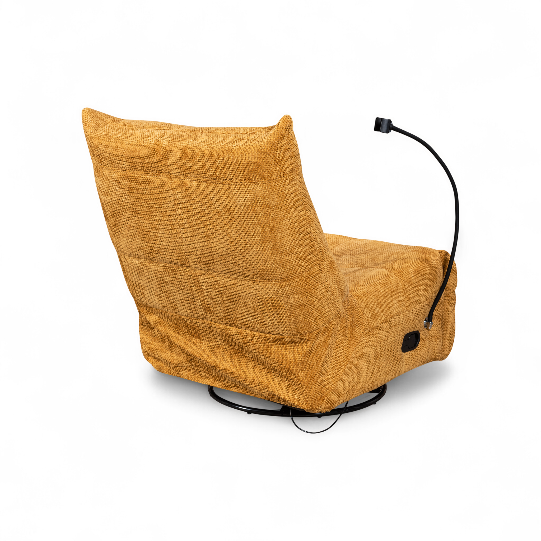 Woven Chenille Gold Manual Recliner Swivel Chair with Phone Holder GAR ...