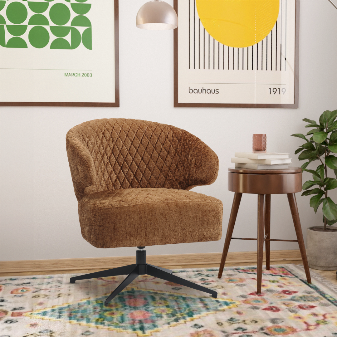 Textured Chenille Burnt Orange Drusilla Swivel Accent Chair – Stunning ...