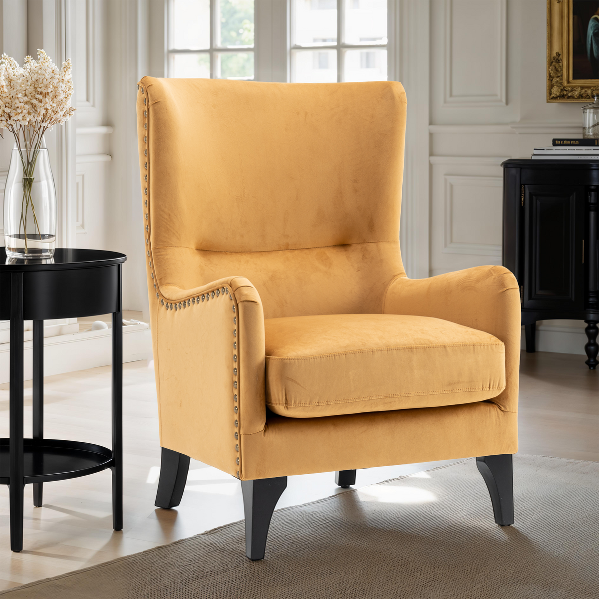 Velvet Gold Segovia Accent Wingback Chair – Stunning Chairs