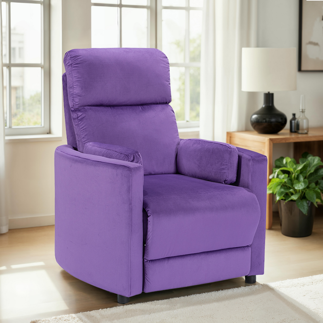 Velvet Purple Margot Manual Recliner Chair – Stunning Chairs