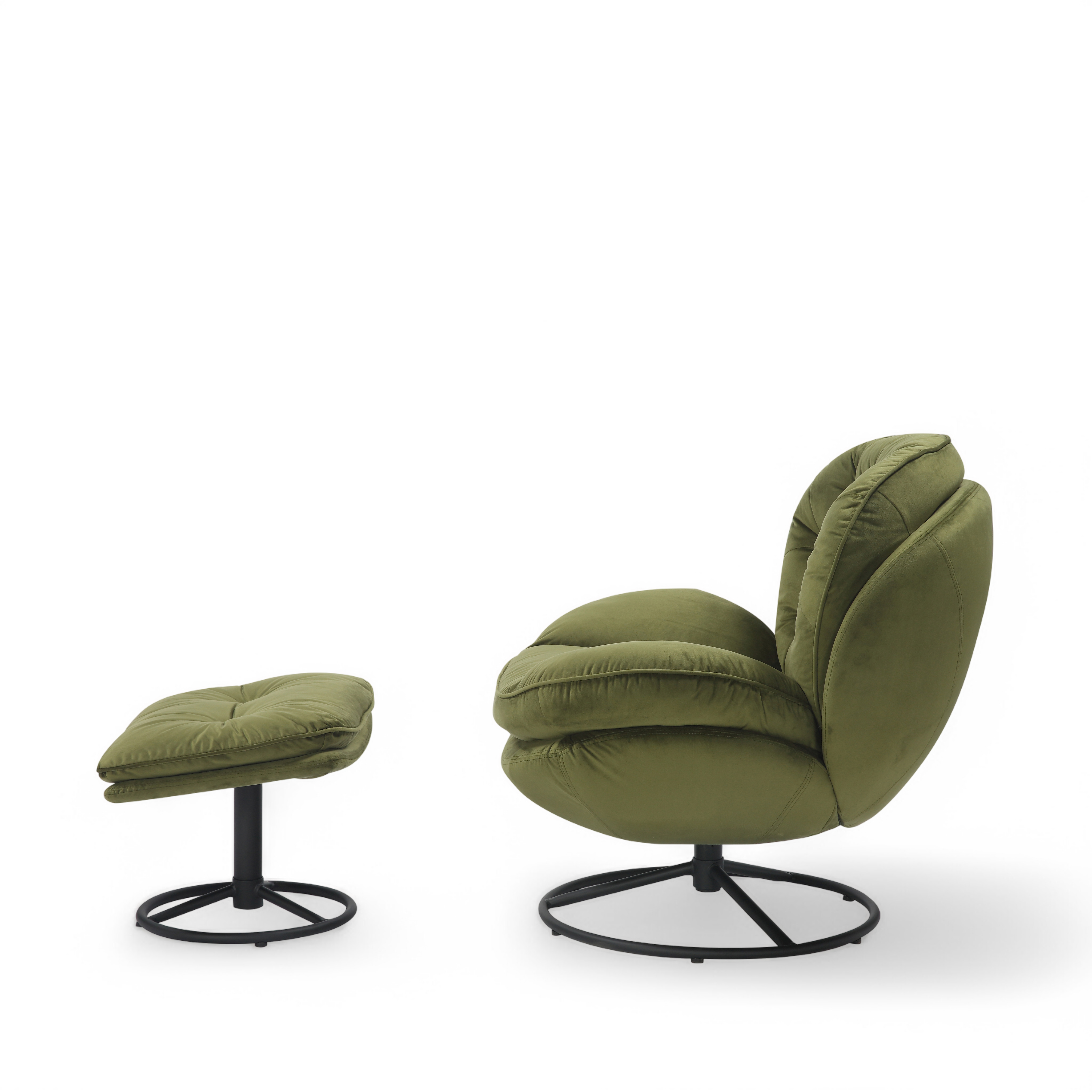 Velvet Sage Green Azura Swivel Accent Chair with Footstool – Stunning ...