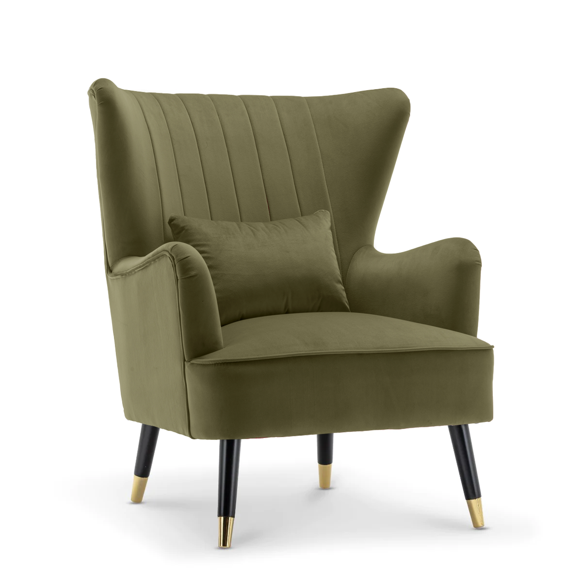 Velvet Sage Green Camila Accent Wingback Chair with Footstool ...