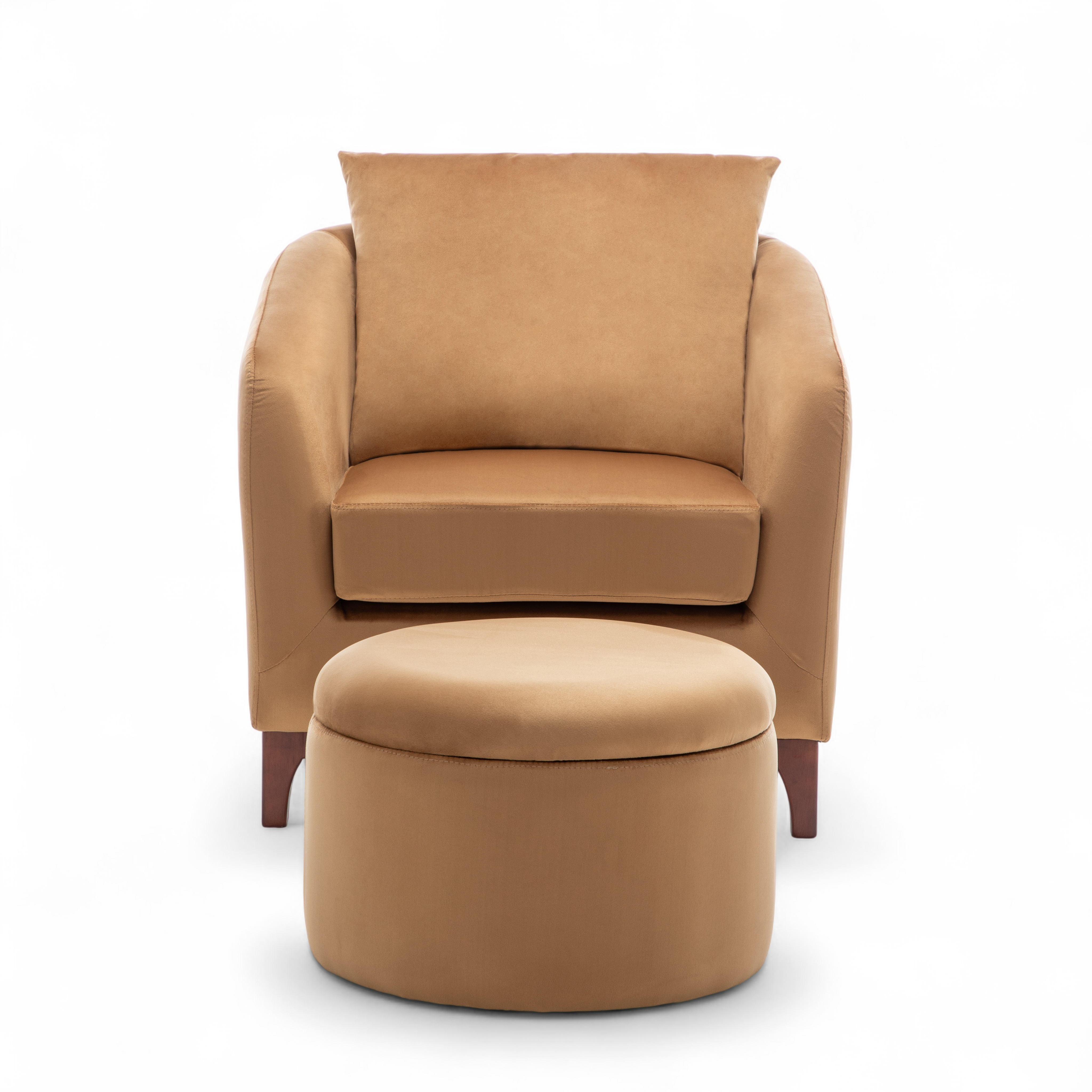 Velvet Tan Angela Accent Tub Chair with Ottoman – Stunning Chairs