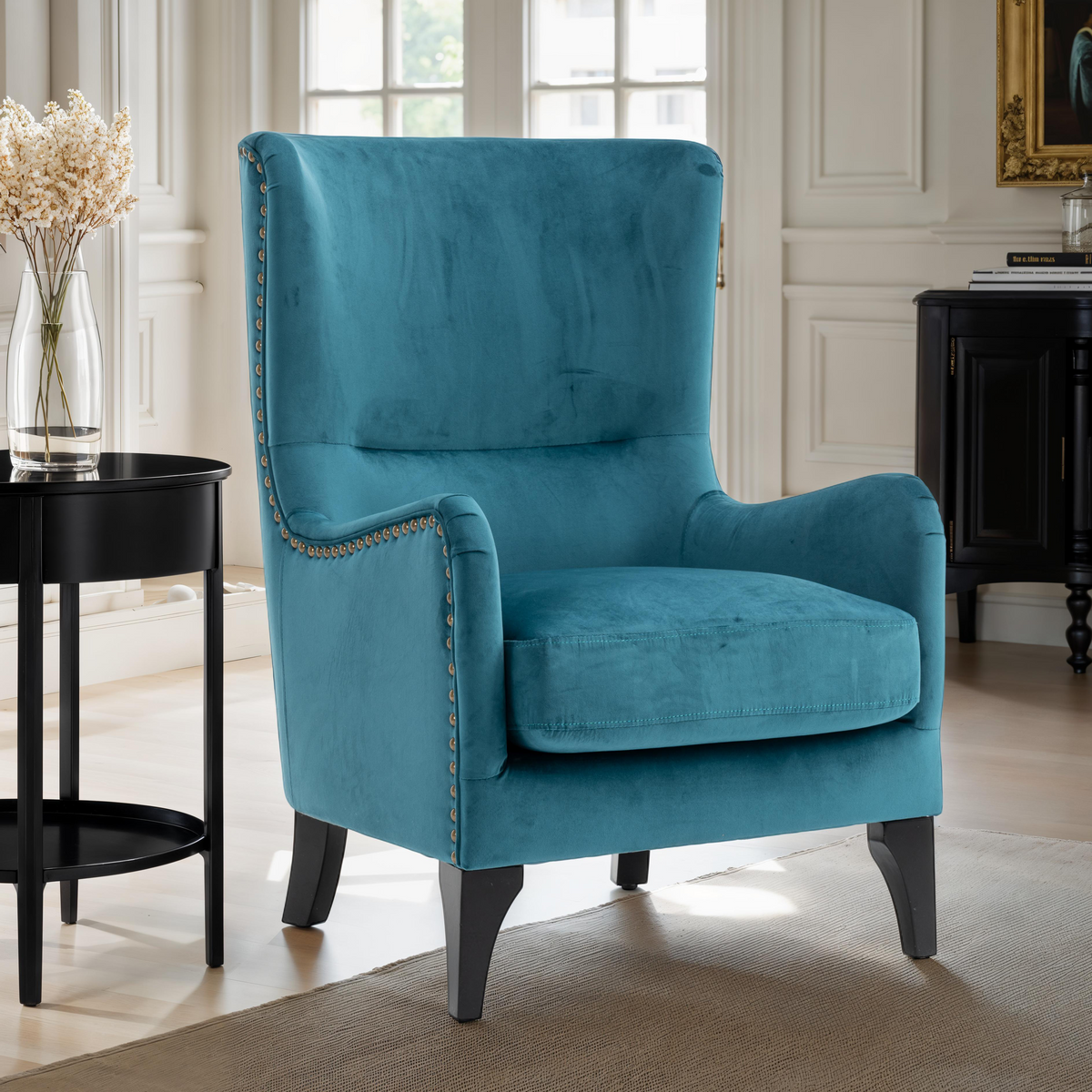 Velvet Teal Segovia Accent Wingback Chair – Stunning Chairs