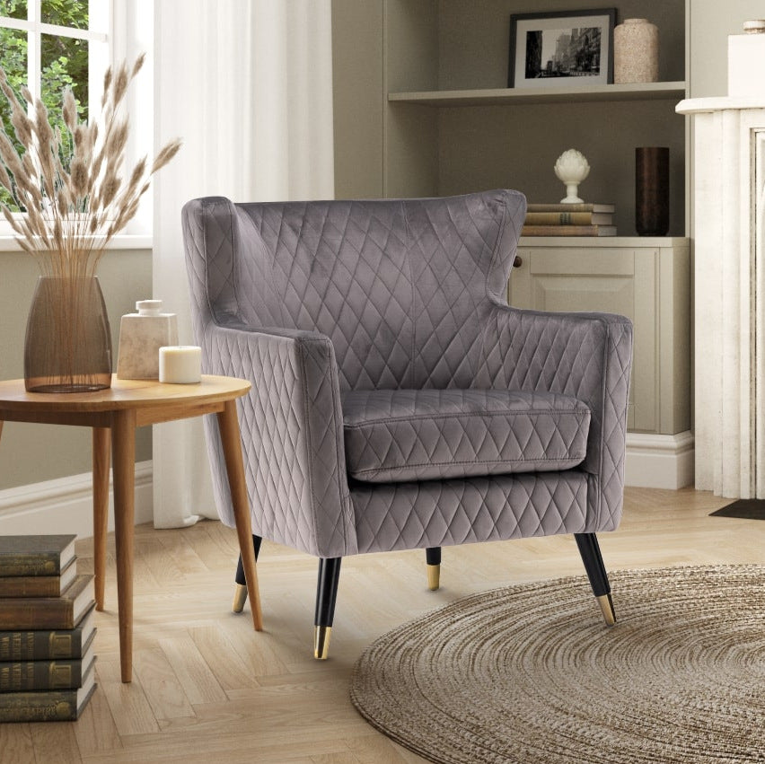 Velvet Light Grey Alessia Accent Chair – Stunning Chairs