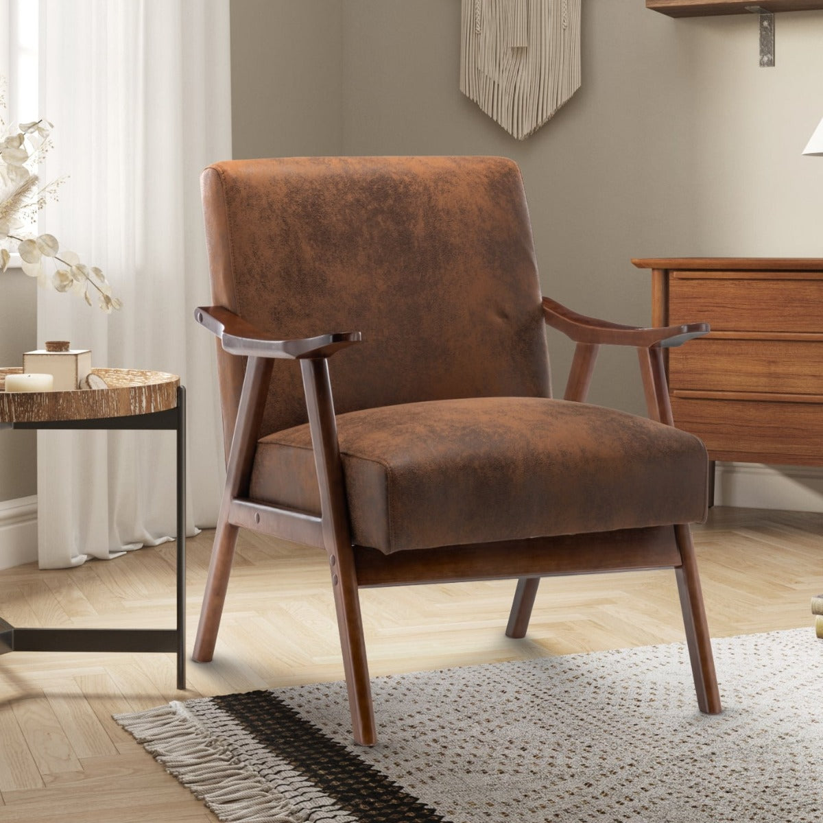Faux Leather Suede Brown Selma Accent Chair – Stunning Chairs
