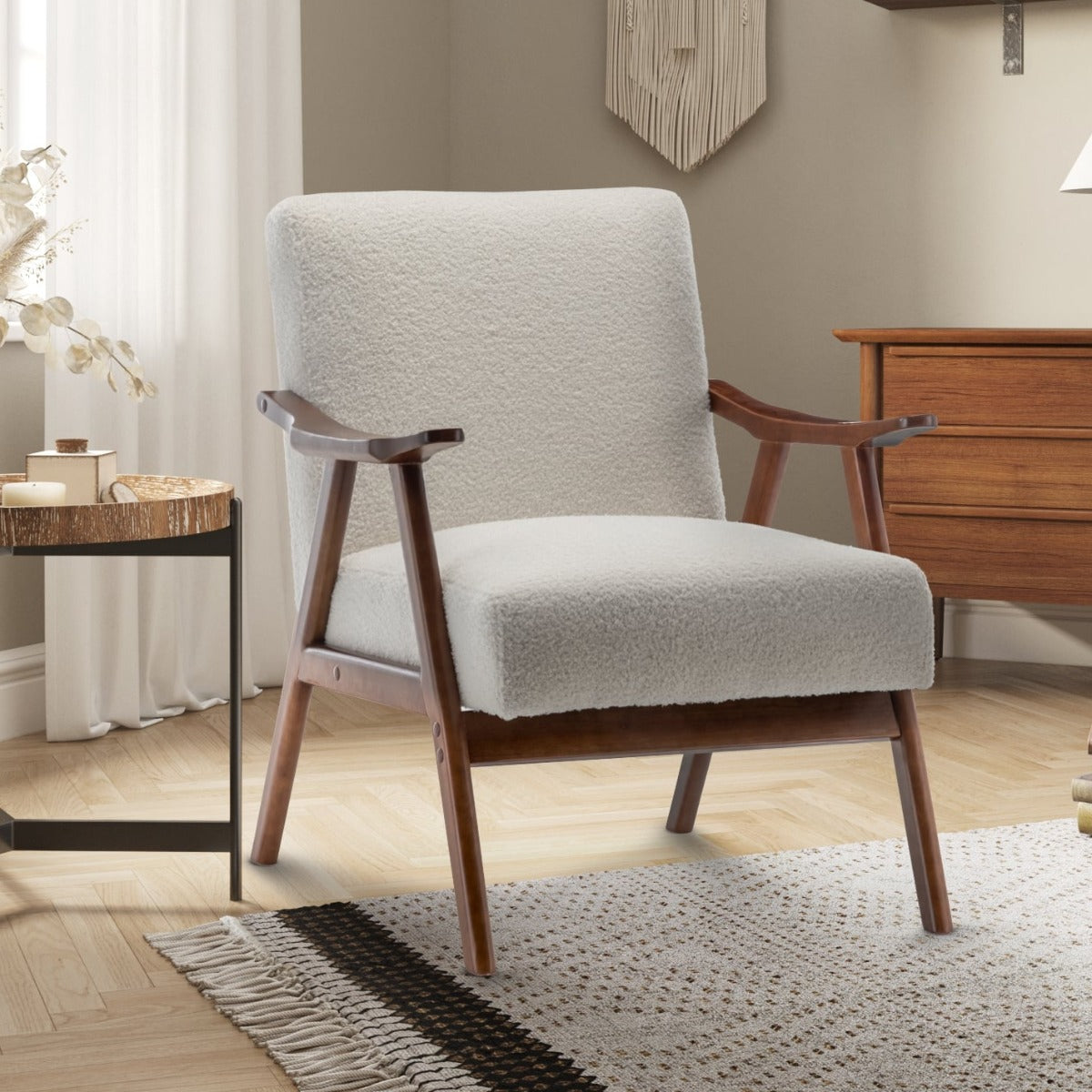 Teddy Boucle Fabric White Selma Accent Chair – Stunning Chairs