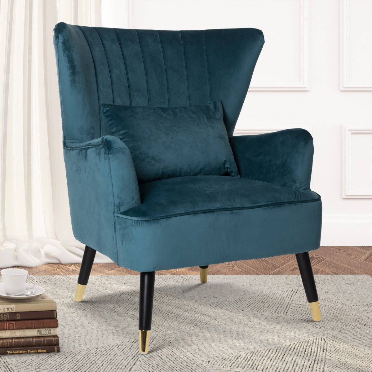 Velvet Teal Camila Accent Wingback Chair Stunning Chairs