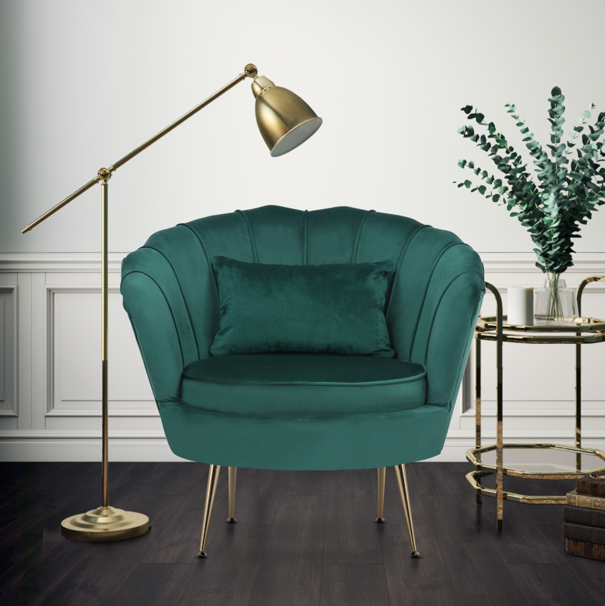 Velvet Emerald Green Daisy Accent Chair – Stunning Chairs
