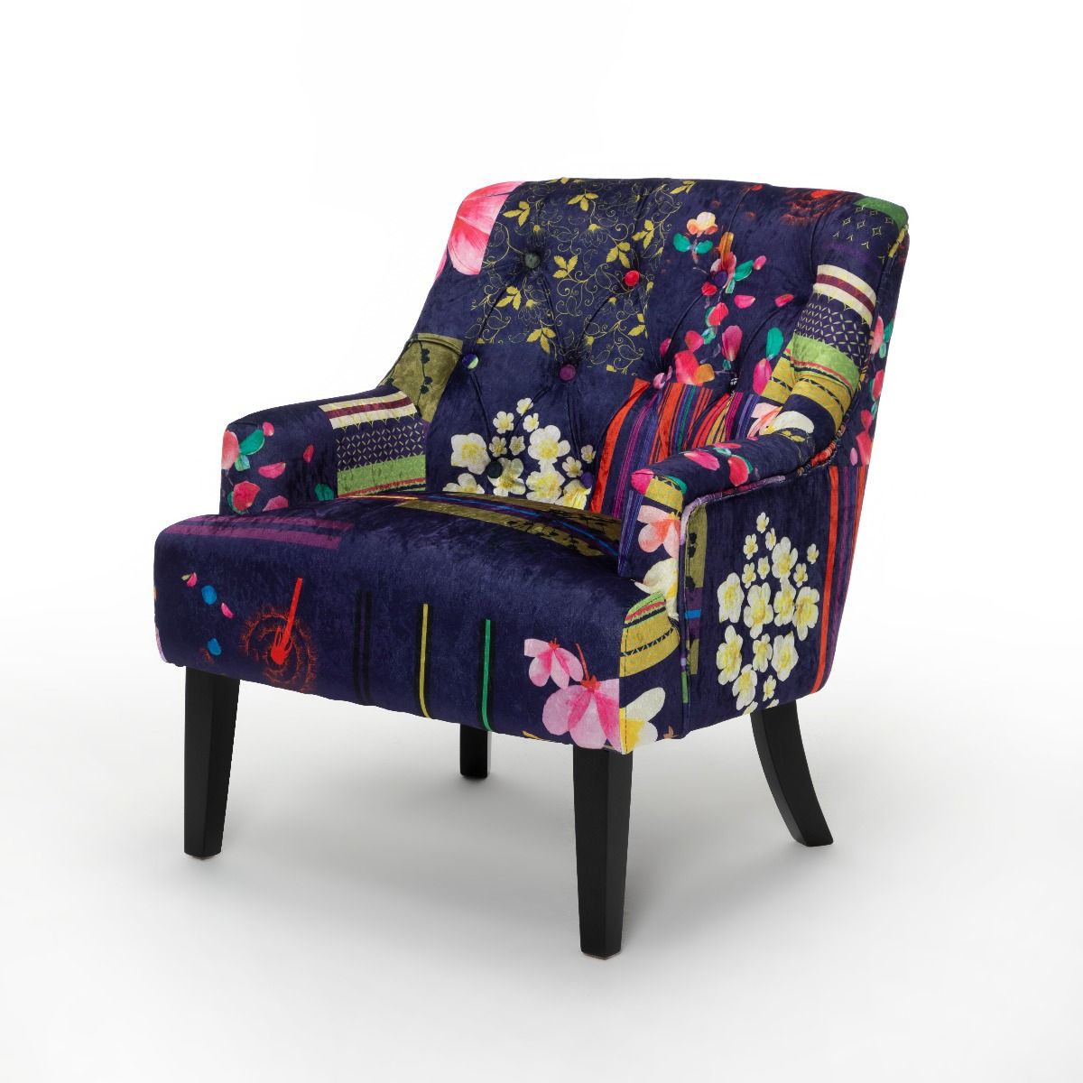 Fabric Purple Patchwork Lydia Accent Chair – Stunning Chairs