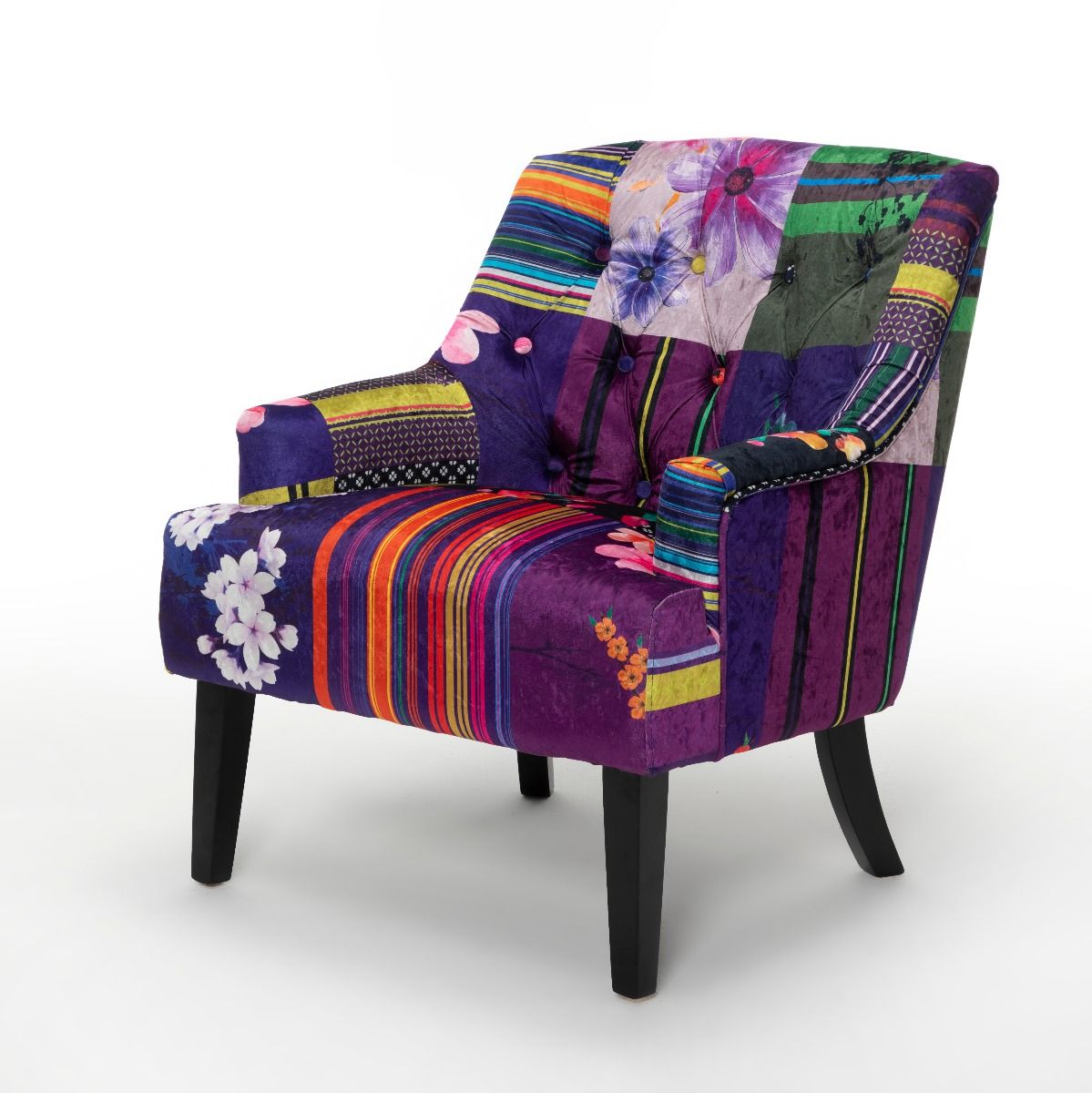 Fabric Patchwork Lydia Accent Chair – Stunning Chairs
