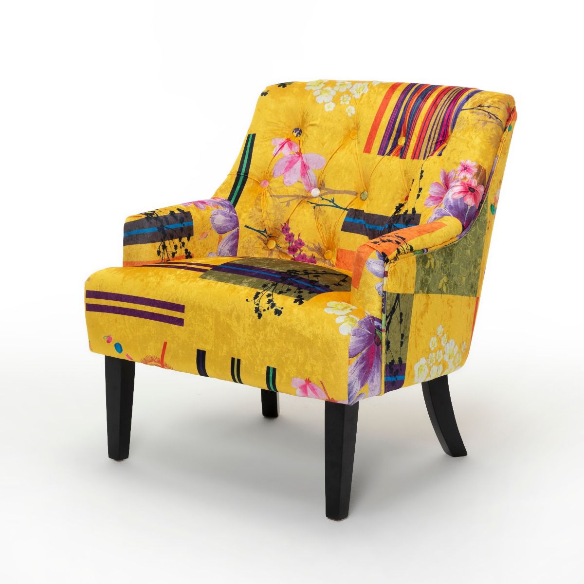 Fabric Gold Patchwork Lydia Accent Chair – Stunning Chairs